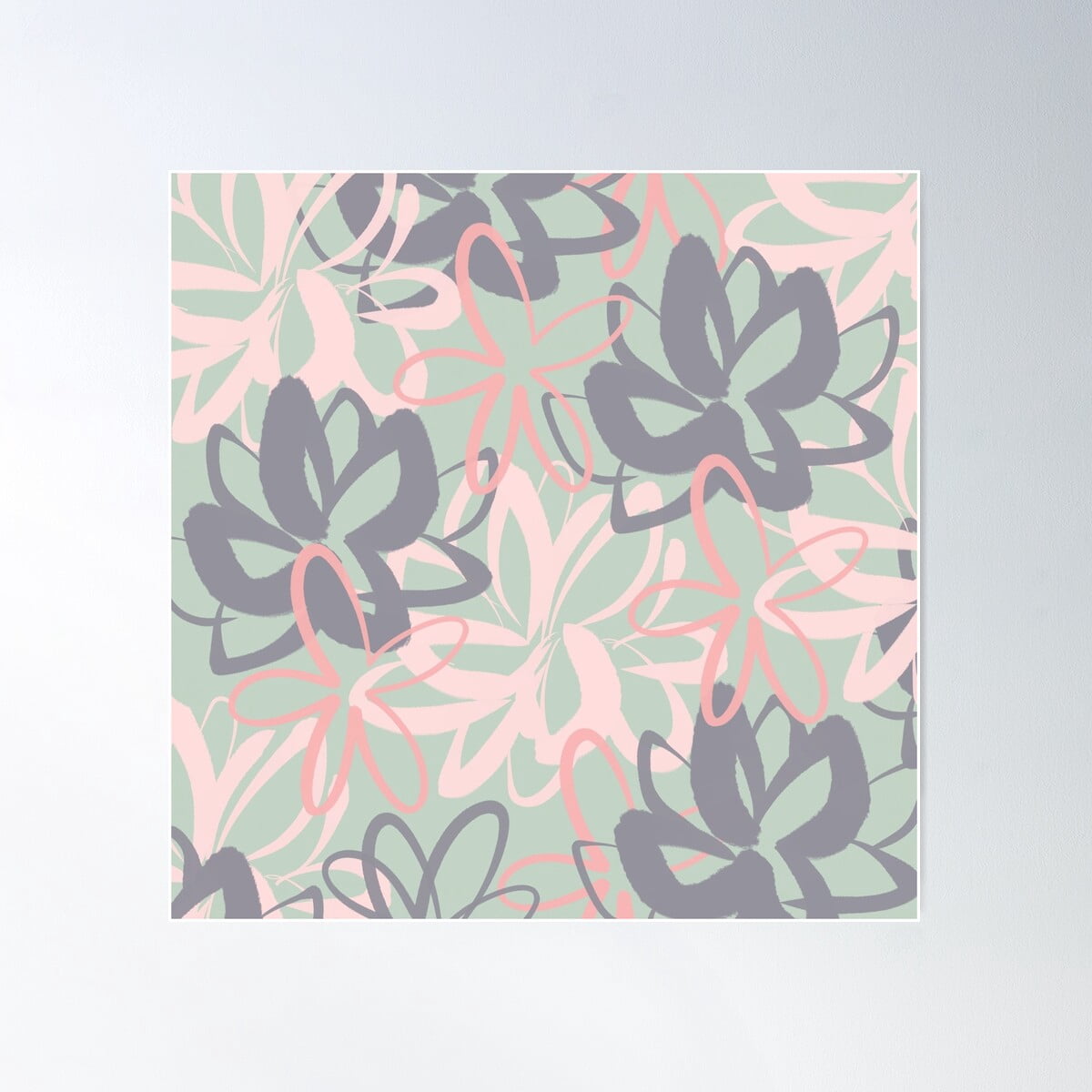 Lotus Garden Painted Floral Pattern In Lavender, Blush Pink, And Light ...