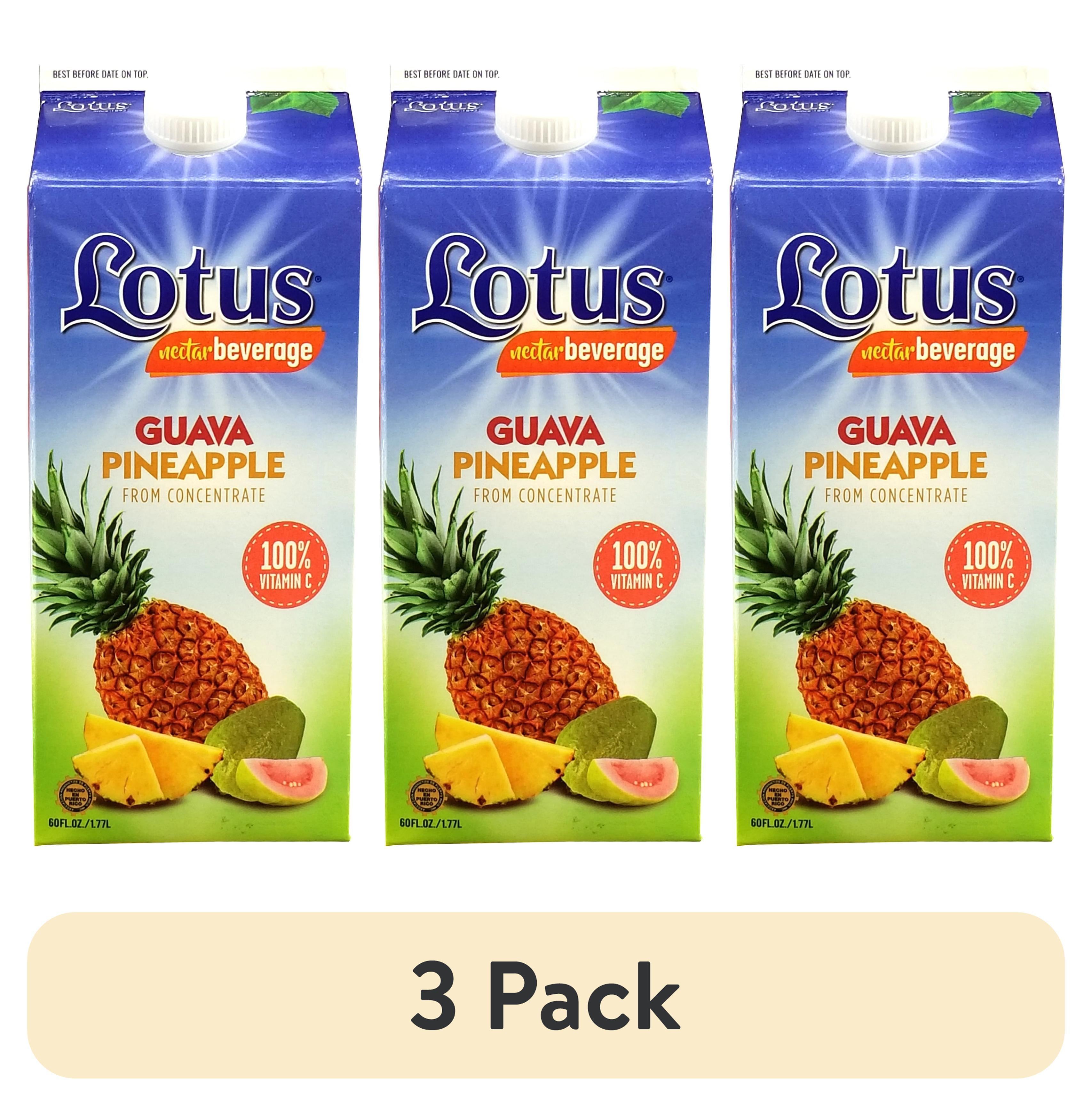 (3 pack) Lotus Guava-Pineapple Pet Nectar Beverage Lotus Quality, 58 fl ...
