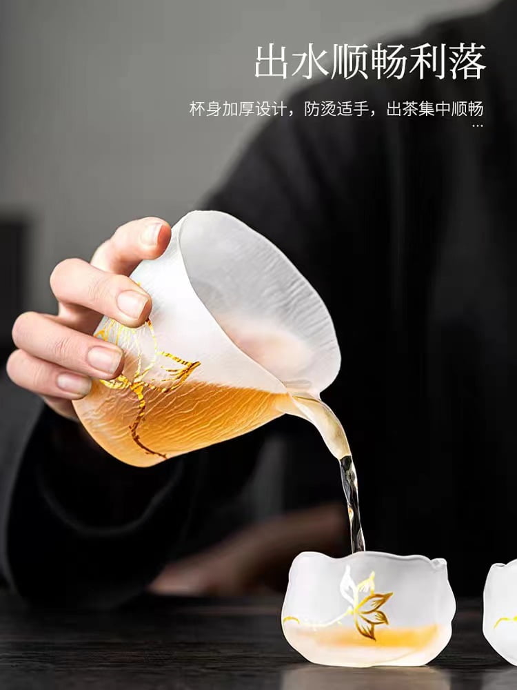 Lotus Hand Painted Good-looking Tea Set Suit Glass Colored Glaze Mild ...