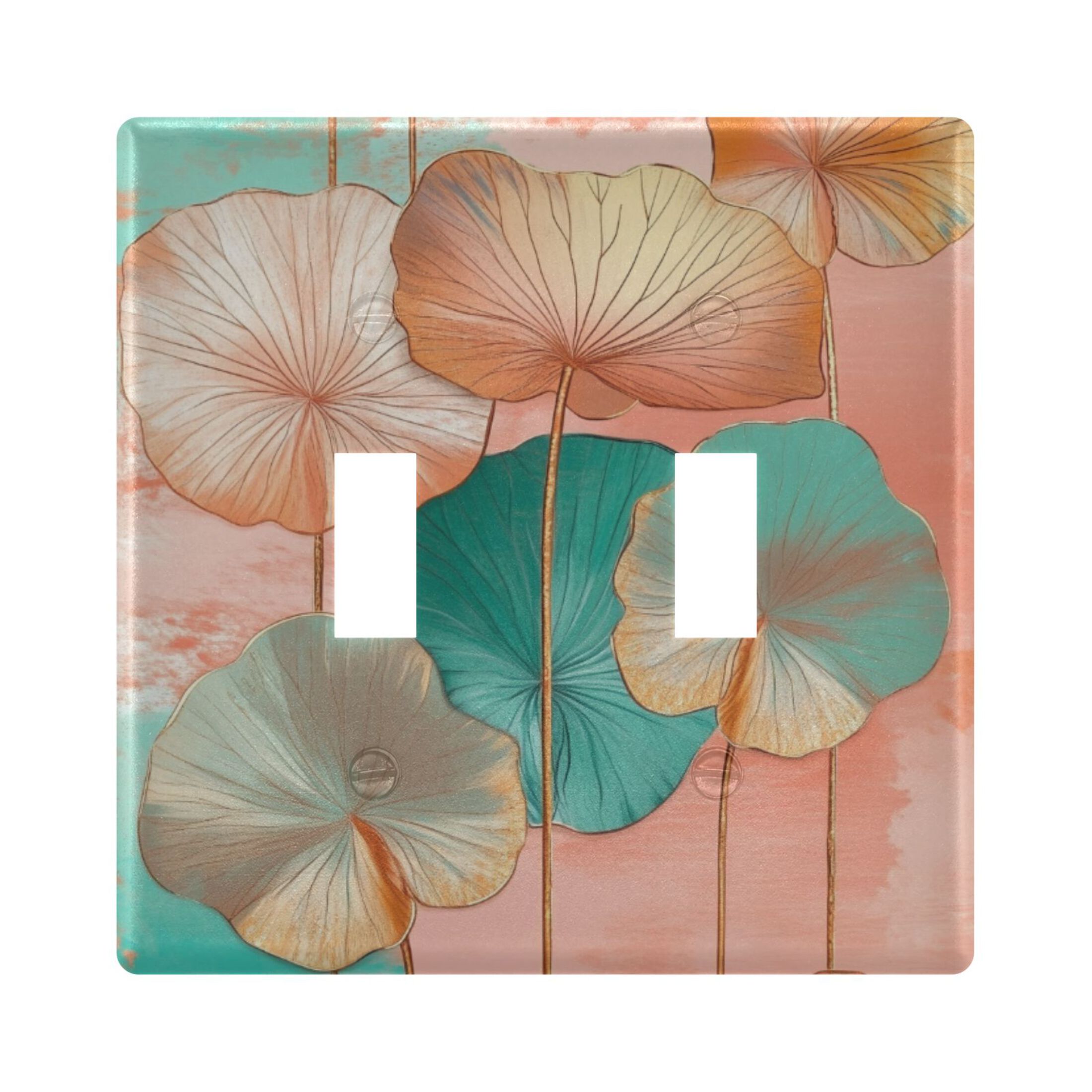 Lotus Leaf Watercolor Light Switch Cover Decorative 2 Gang Wall Plate ...