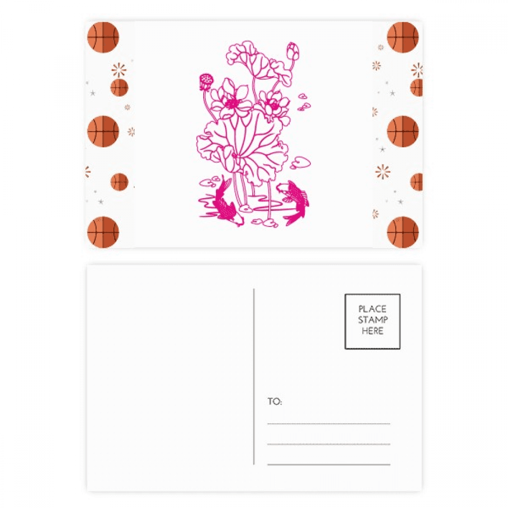 Lotus Lotus Flower Lotus Root Fish Water Basketball Postcard Set Thanks ...