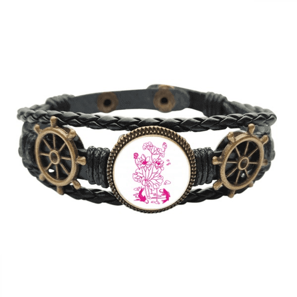Lotus Lotus Flower Lotus Root Fish Water Leather Braided Ocean Bracelet ...