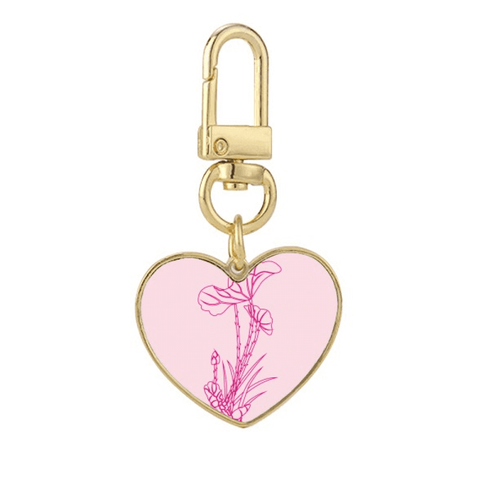 Lotus Lotus Flower Reed Flower Gold Heart Keychain Metal Keyring Holder ...