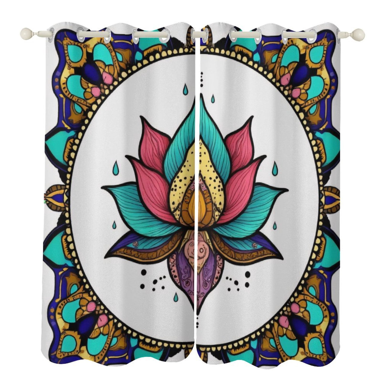 Lotus Mandala Art Print 2 Panels Curtains for Bedroom Living Room ...