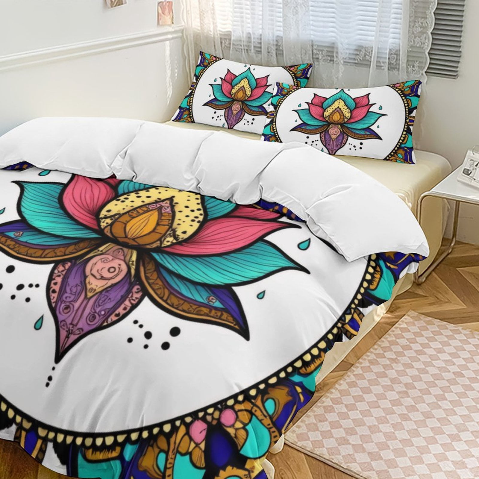 Lotus Mandala Art Print 3D Duvet Cover Set Quilt Cover Theme of Kid Boy ...