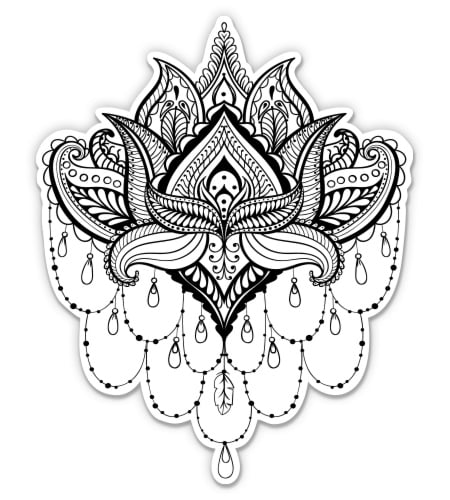 Lotus Mandala Pretty Henna - 8" Vinyl Sticker - For Car Laptop I-Pad ...
