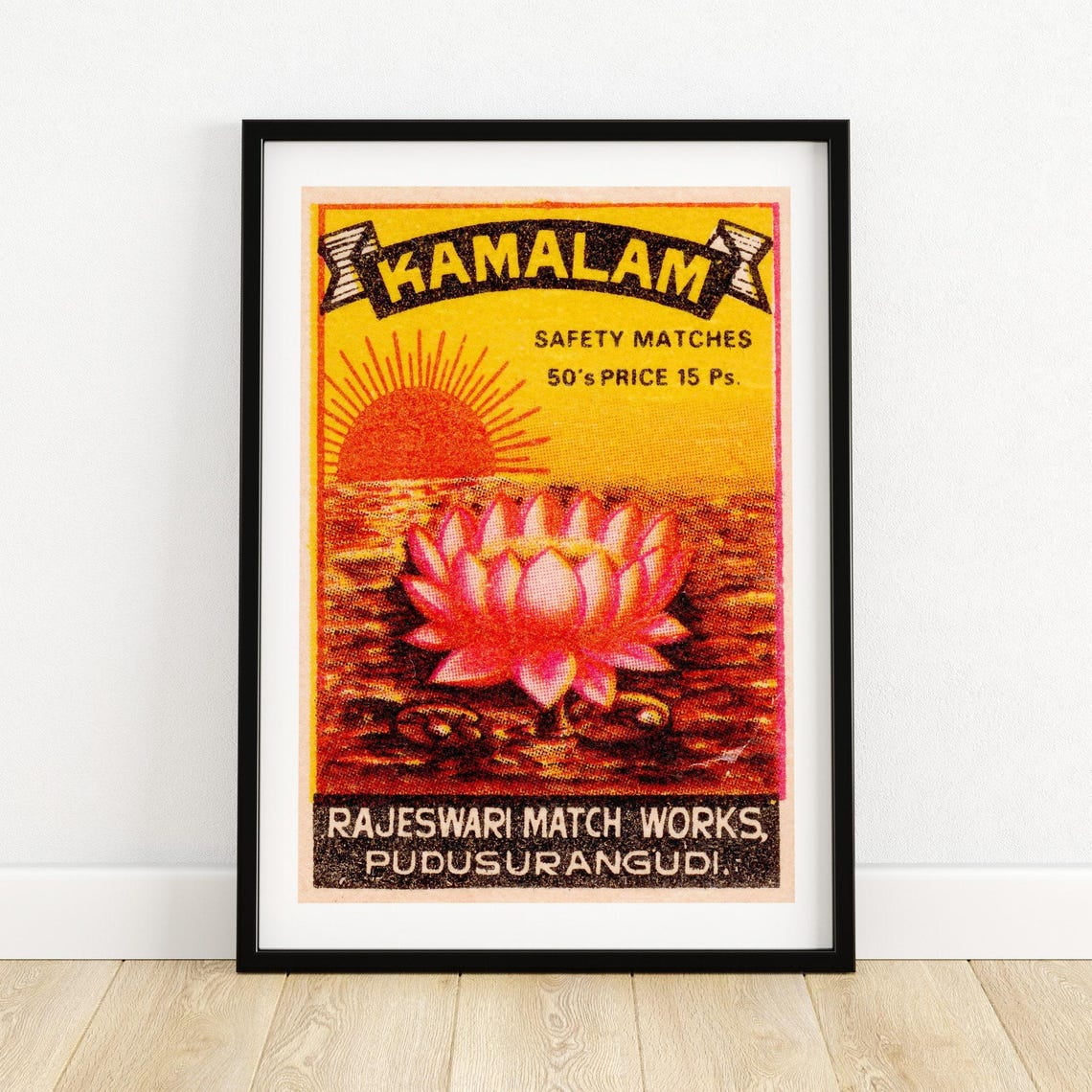 Lotus Matchbox Art Print Vintage Indian Matchbox Label Poster Retro ...