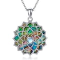 Lotus Necklace 925 Sterling Silver Moonstone Pendant Necklace Abalone ...