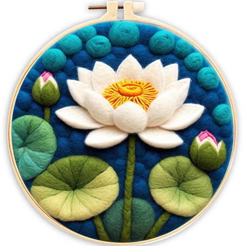 Lotus Needle Felting Set, Beginner Felt Painting Set, With Wool Felt ...