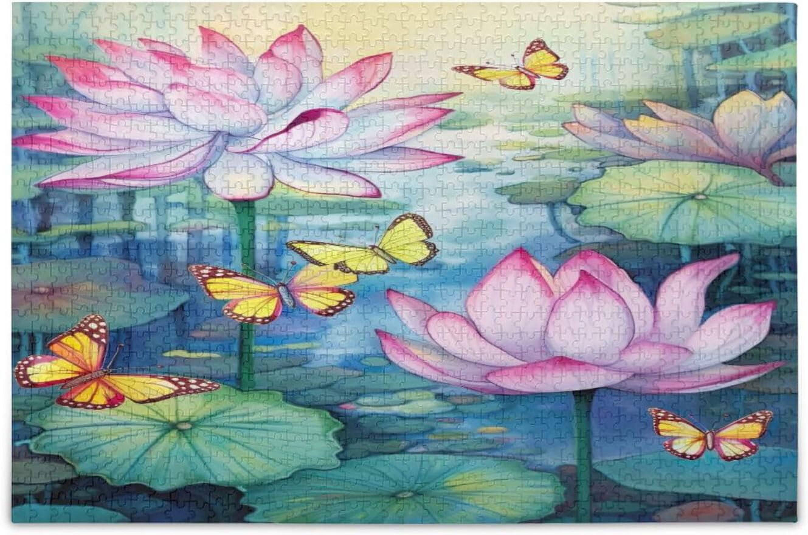 Lotus Painting Jigsaw Puzzles for Adults , Puzzles 1000 Pieces for ...