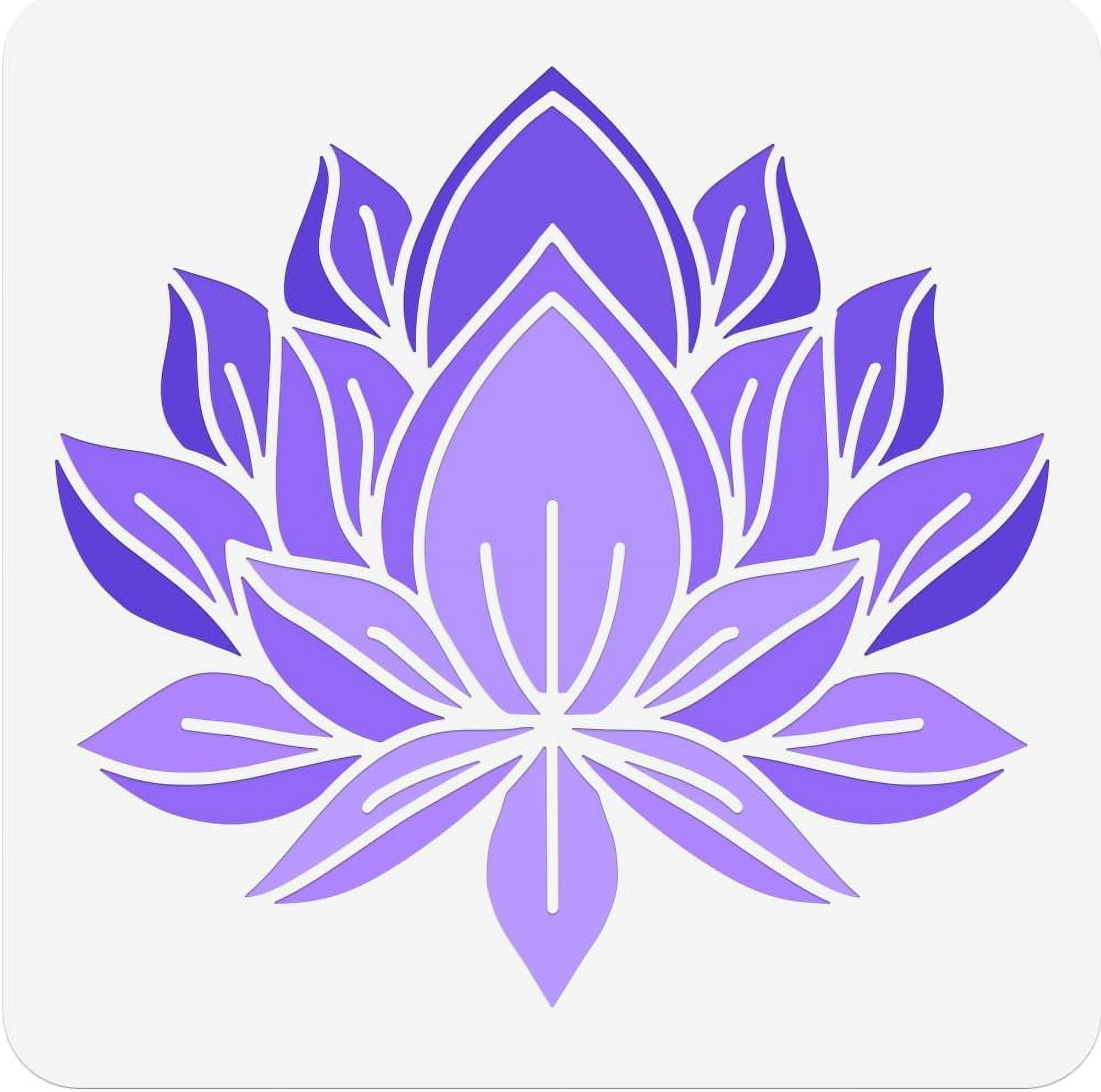Lotus Painting Stencil 11.8x11.8Inch Reusable Craft Stencils PET Hollow ...