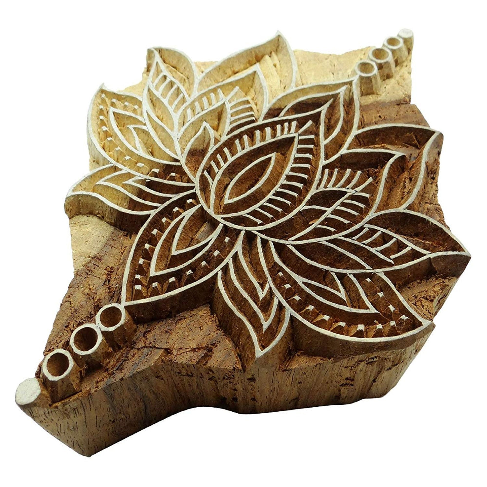 Lotus Pattern Wooden Hand Printing Block Carved Blocks Textile Print ...