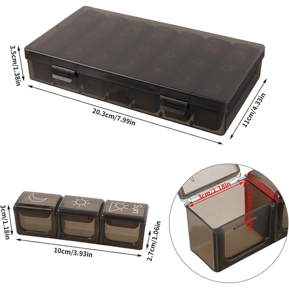 Lotus Pill Box Organiser 3 Times a Day Pill Dispenser 7 Day Pill ...