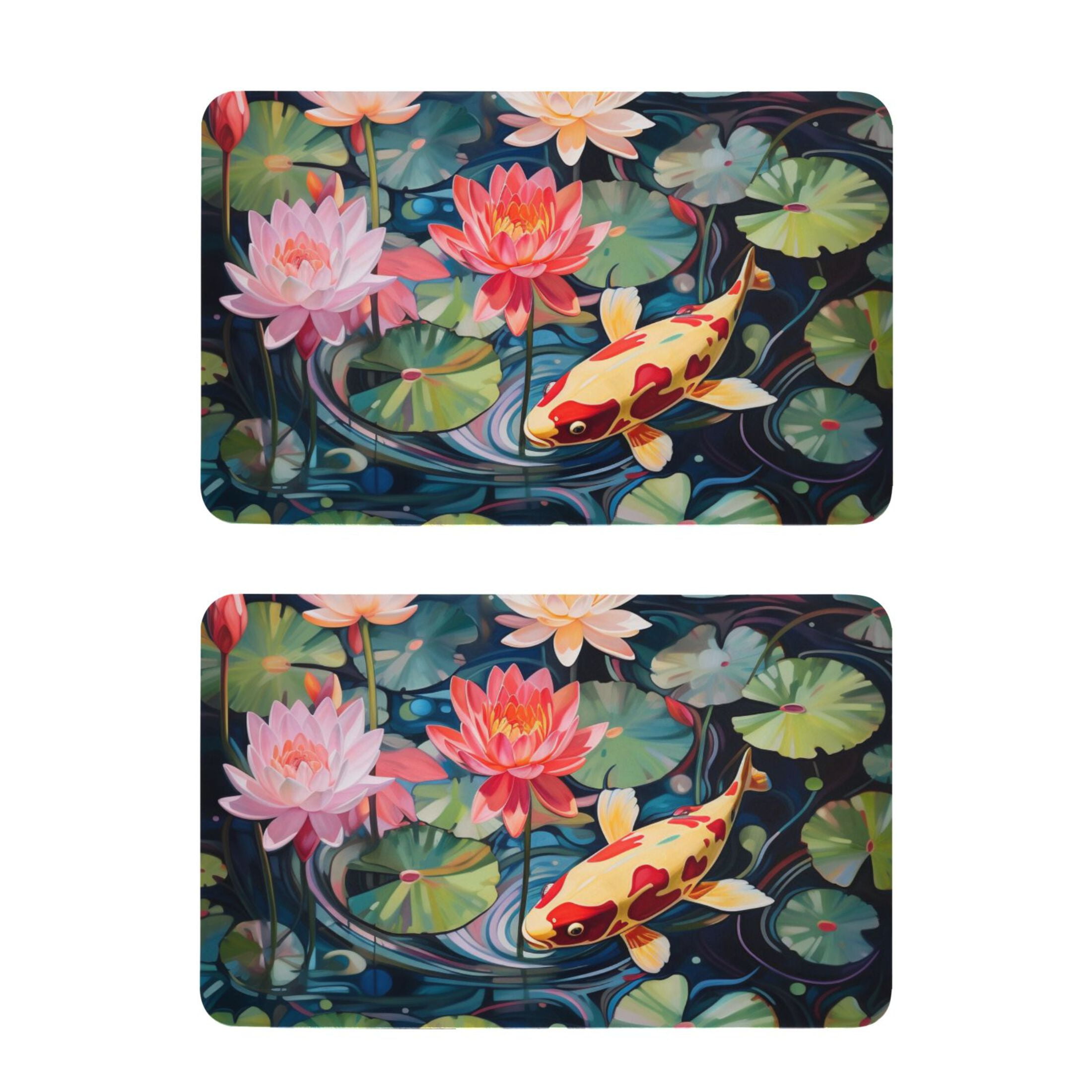 Lotus Pond and Fish Fridge Magnets Square Refrigerator Magnets ...