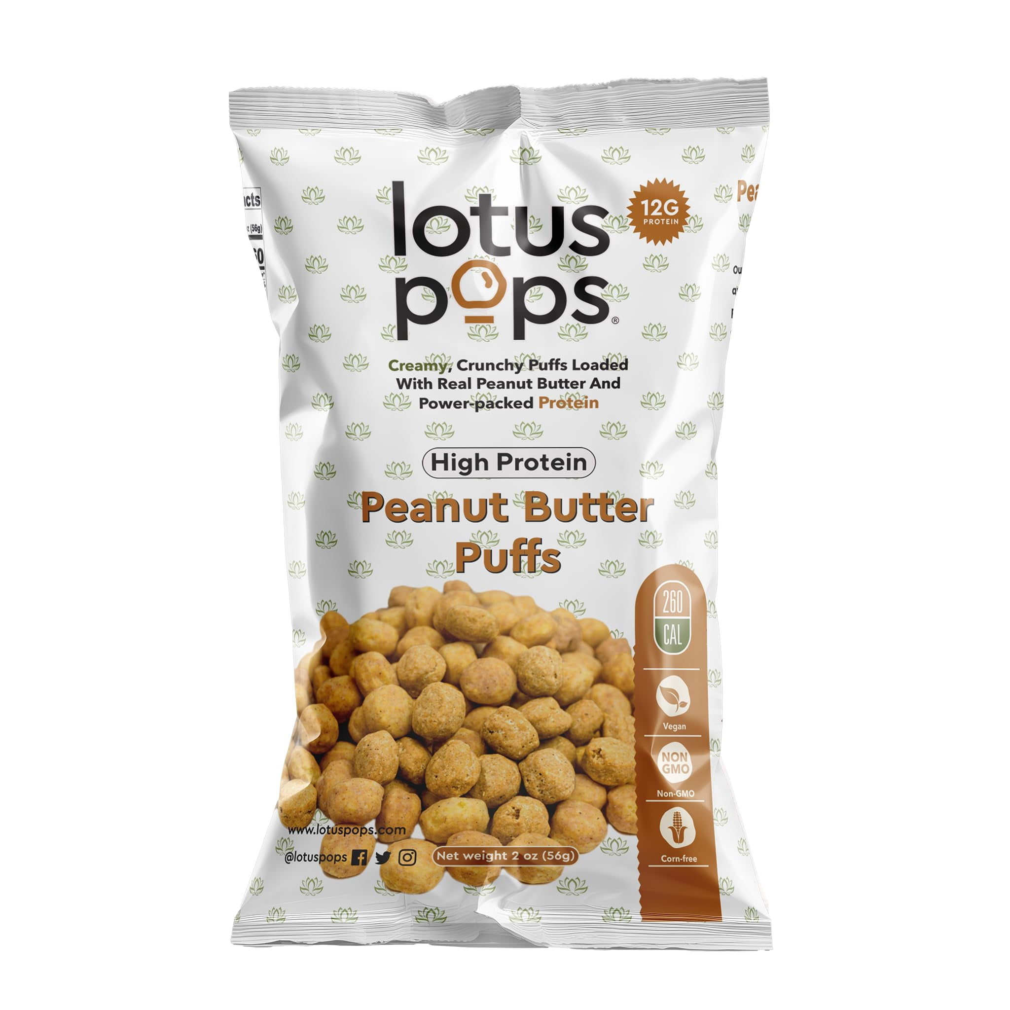 Lotus Pops - High Protein Peanut Butter Puffs - High Protein Vegan ...