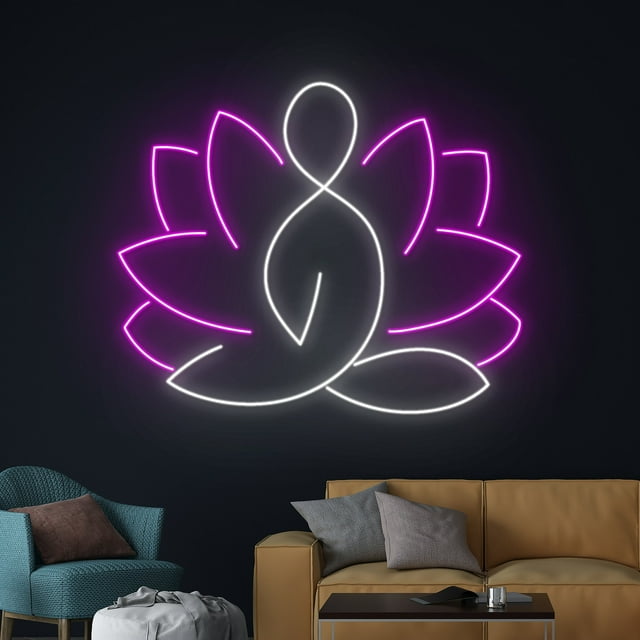 Lotus Pose Yoga Neon Sign, Yoga Led Sign, Meditation Led Light, Fitness ...