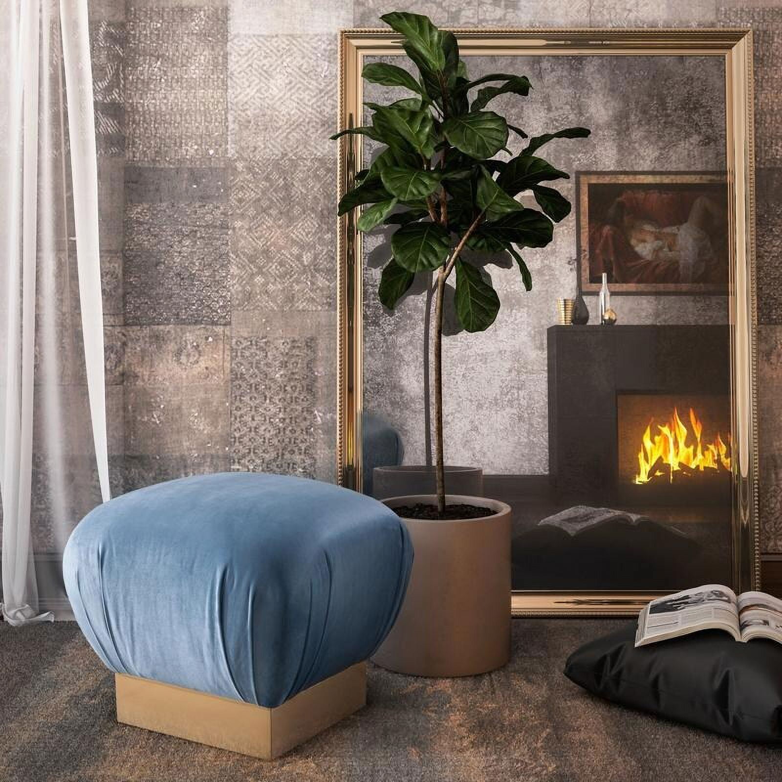 Lotus Sea Blue Ottoman - Walmart.com