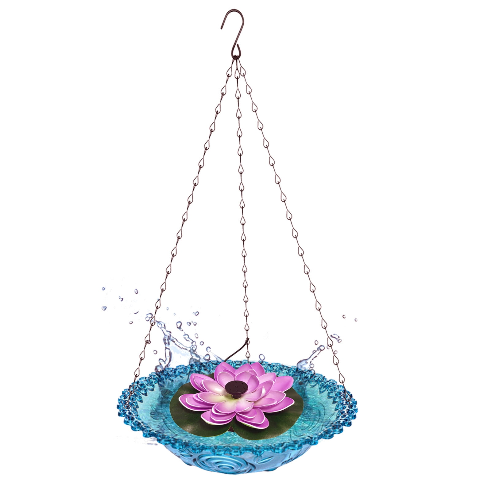 Lotus Shaped Hanging Bird Bath - Multi-Functional Water Fountain ...