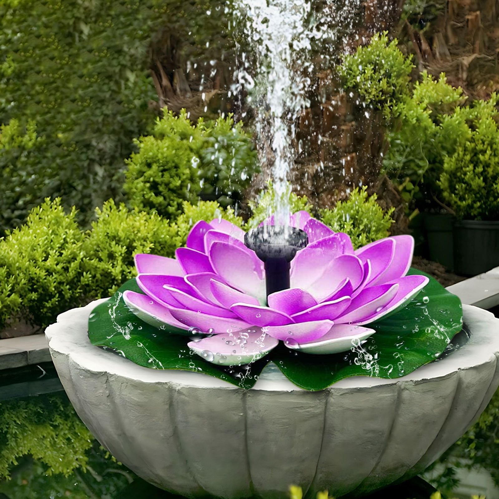 WOHSAO Lotus Shaped Solar Fountain, Floating Water Fountain with 6 ...