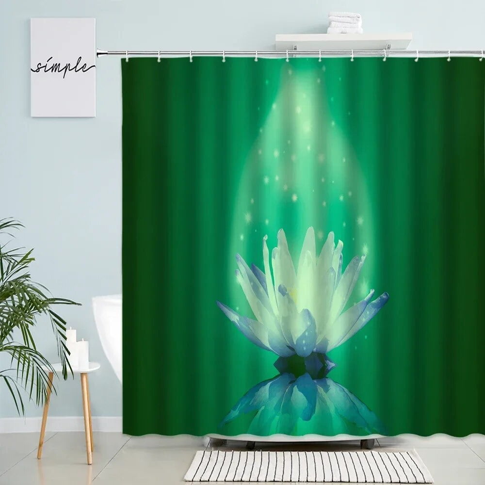Lotus Shower Curtain Set Fantasy Chinese Style Flower Water Zen Spa ...