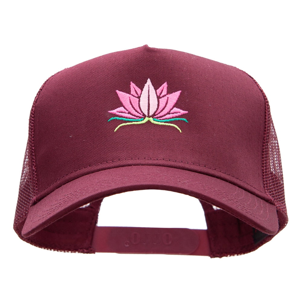 Lotus Spiritual Embroidered Cotton Twill Mesh Cap - Maroon OSFM ...