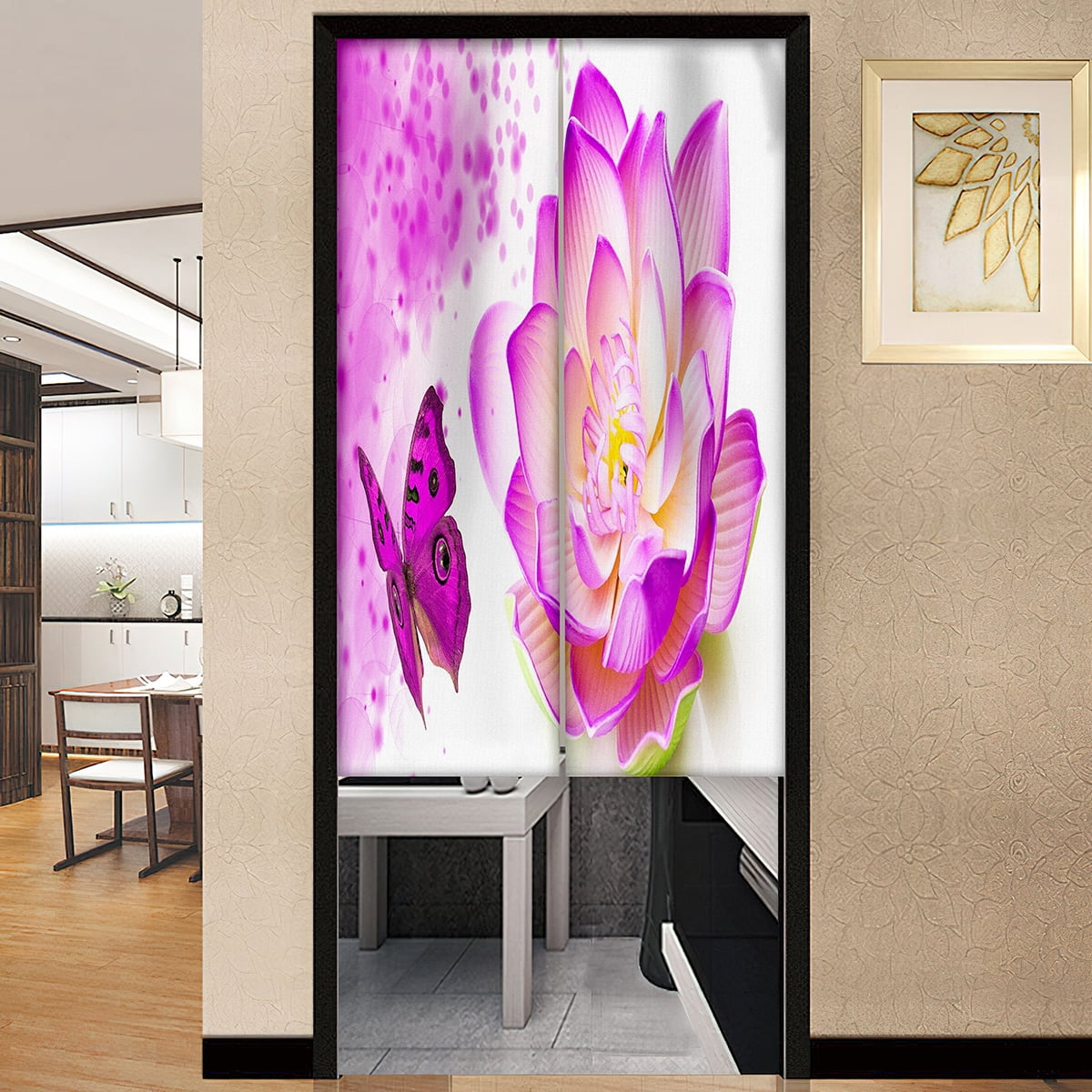 Lotus Sts Water Clouds Door Curtains Pink Flowers Short Noren Dust ...