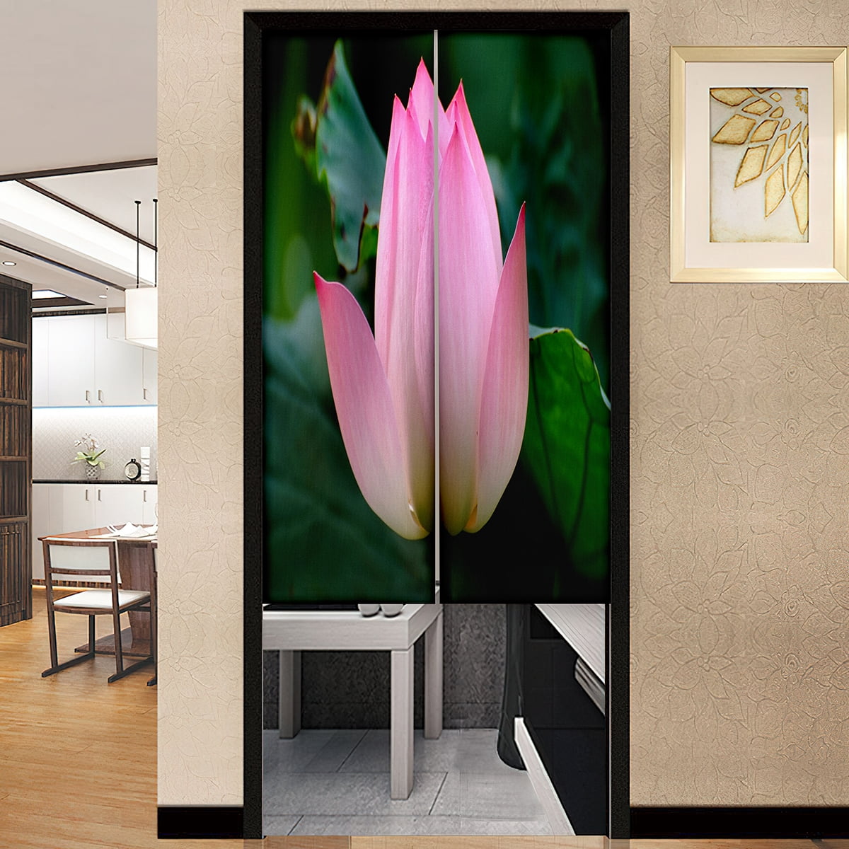 Lotus Sts Water Clouds Door Curtains Pink Flowers Short Noren Dust ...