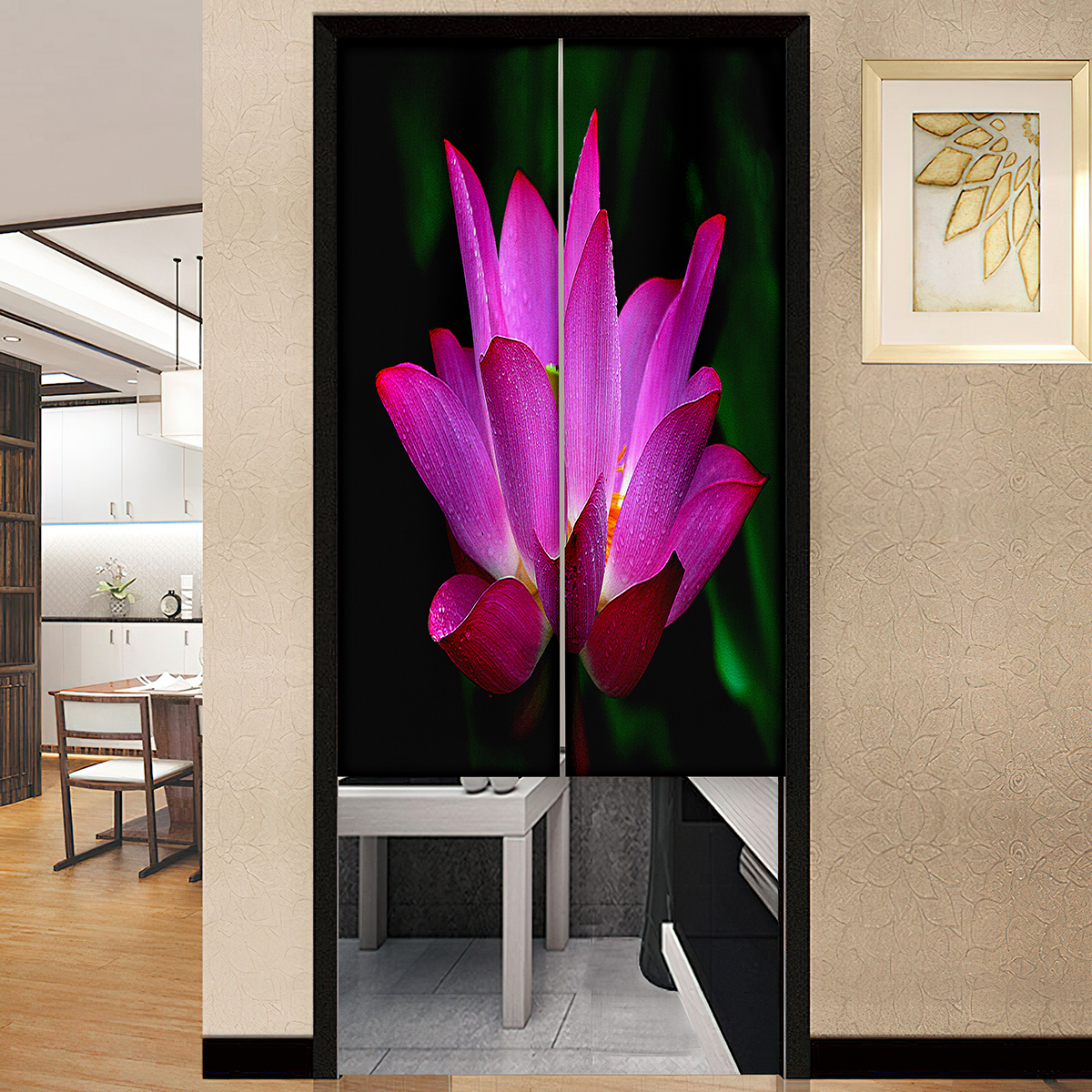 Lotus Sts Water Clouds Door Curtains Pink Flowers Short Noren Dust ...