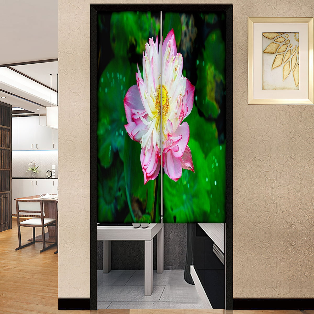 Lotus Sts Water Clouds Door Curtains Pink Flowers Short Noren Dust ...