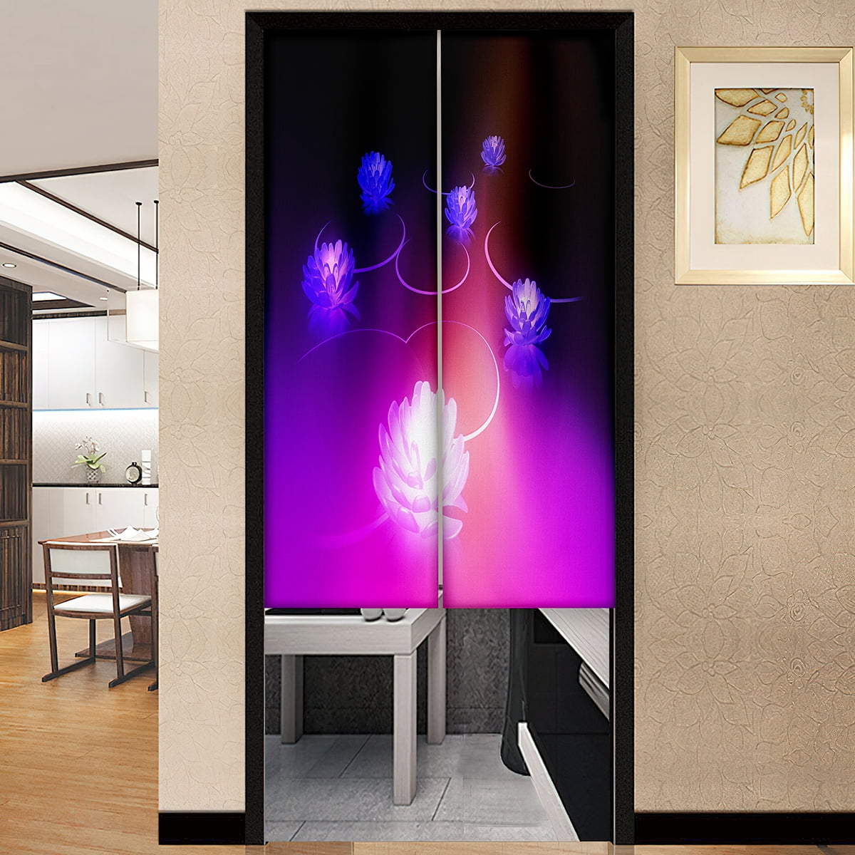 Lotus Sts Water Clouds Door Curtains Pink Flowers Short Noren Dust ...