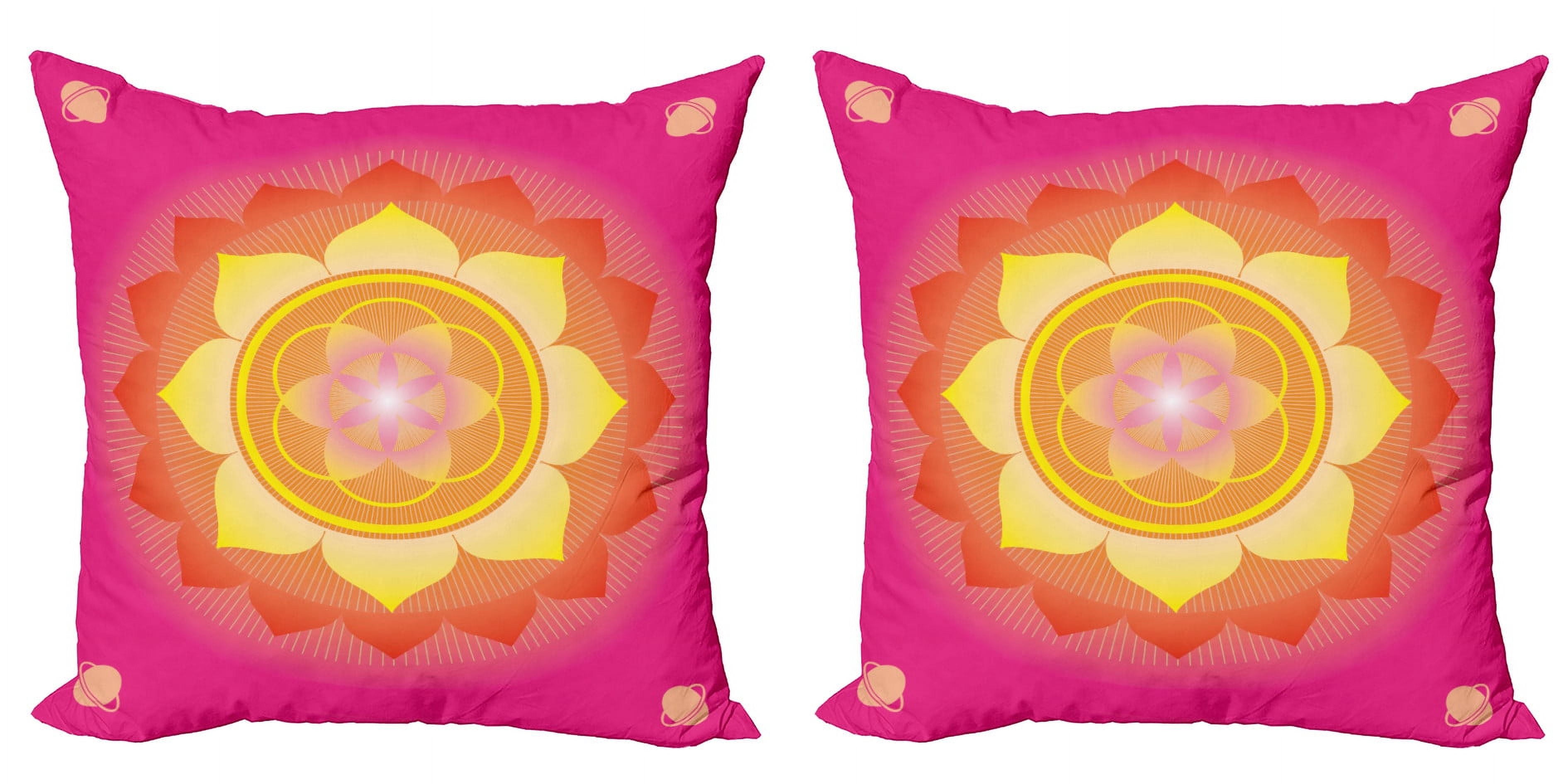 Ambesonne Leaf Throw Pillow Cover 2 Pack, Lotus Planet Astral Cosmic ...