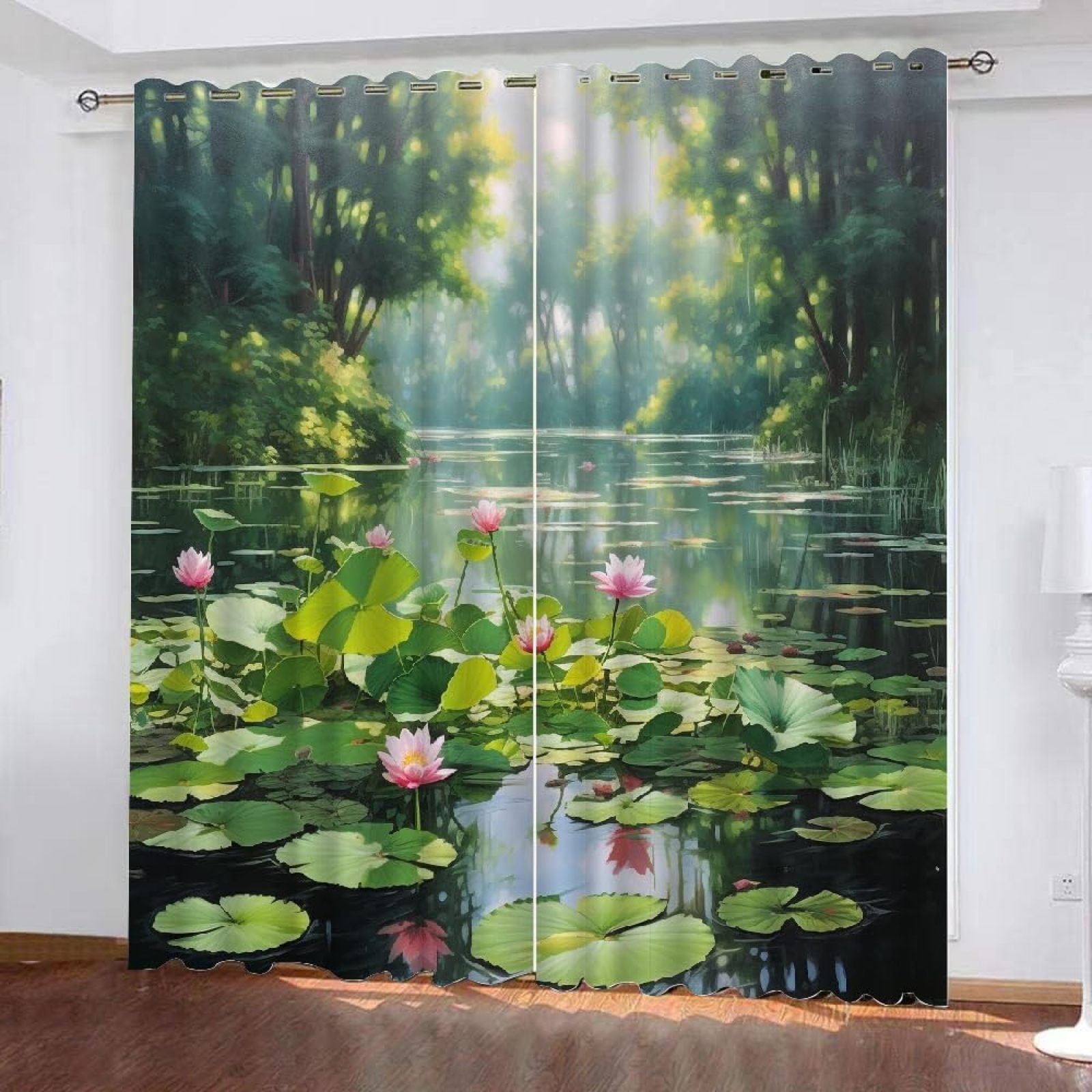 Lotus Window Treatments, Forest Tree Nature Landscape Curtain For ...