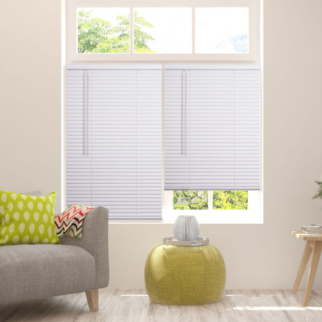 Cordless Window Blind, 1" Vinyl Mini Blind Light Filtering Pleated ...