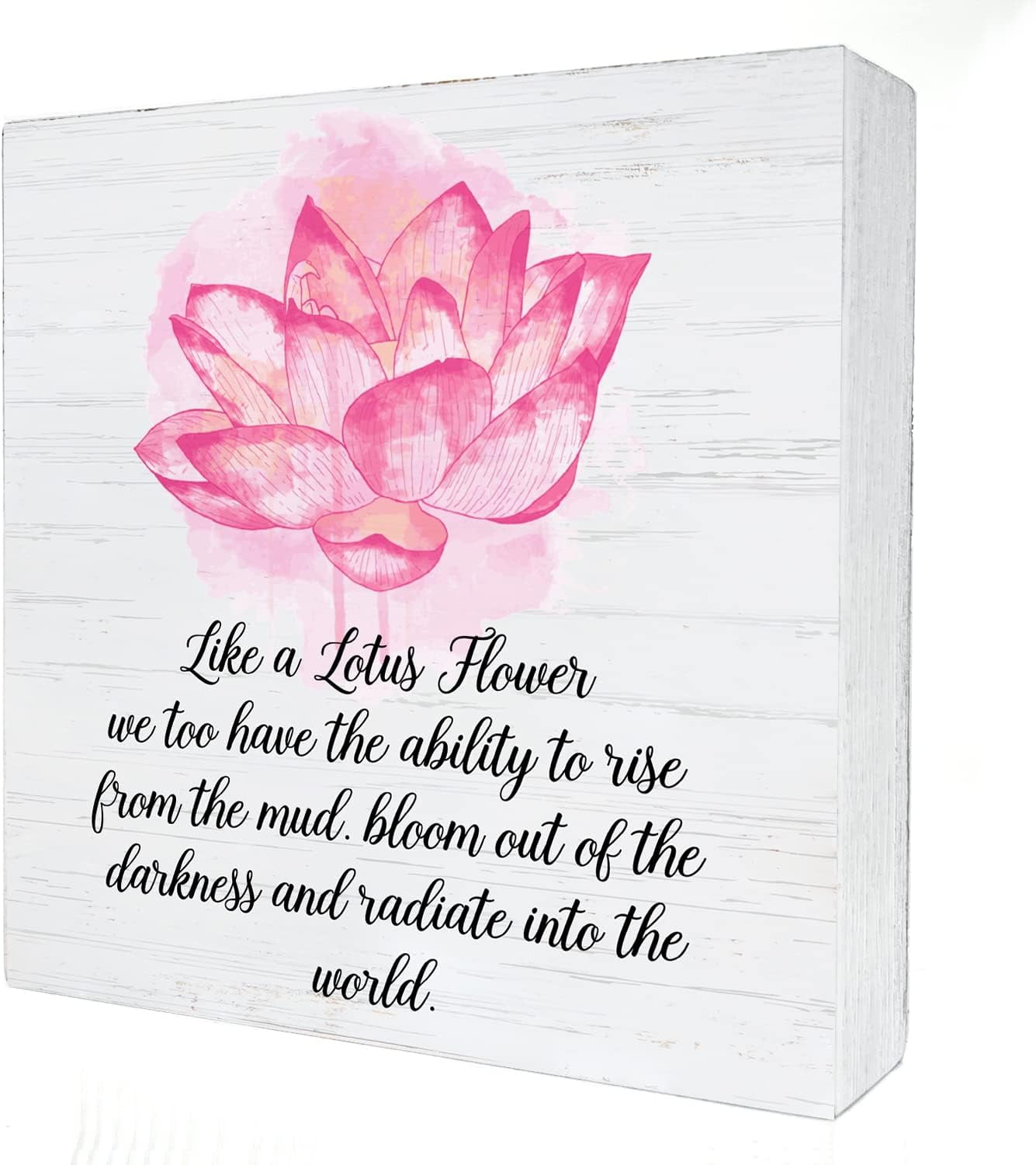 Lotus flower Wood Box Sign Decor Inspirational Lotus Poem Quote Wooden ...