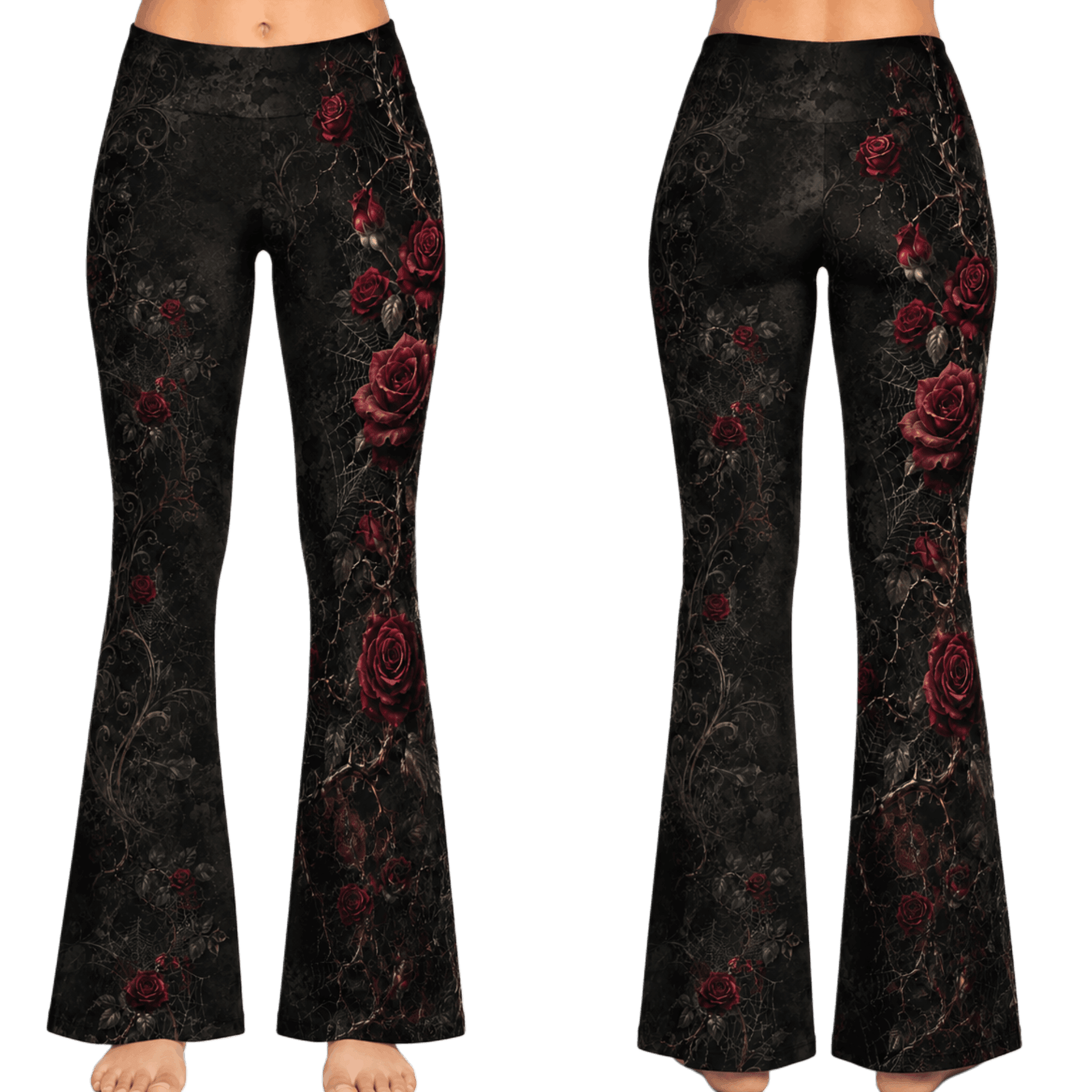 Lotusprint LLC 2D Print Dark Red Rose Custom All-over Print High-Waist ...