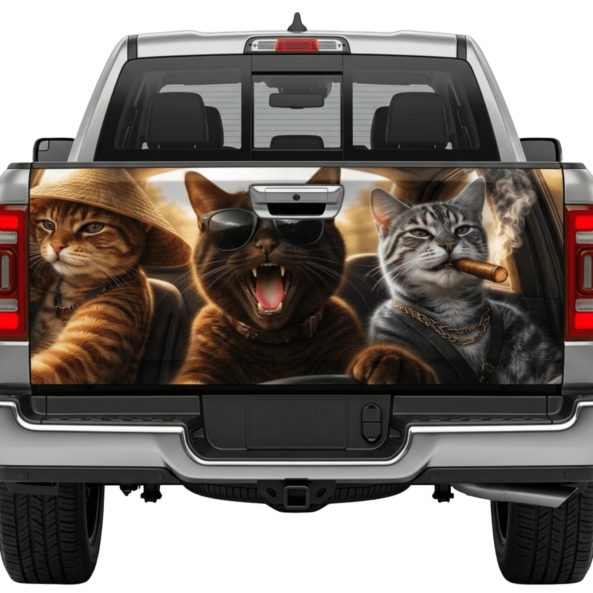 Lotusprint LLC 2D Print Funny Cat Tailgate Wrap 2 Sizes (24"x58"), Cool ...