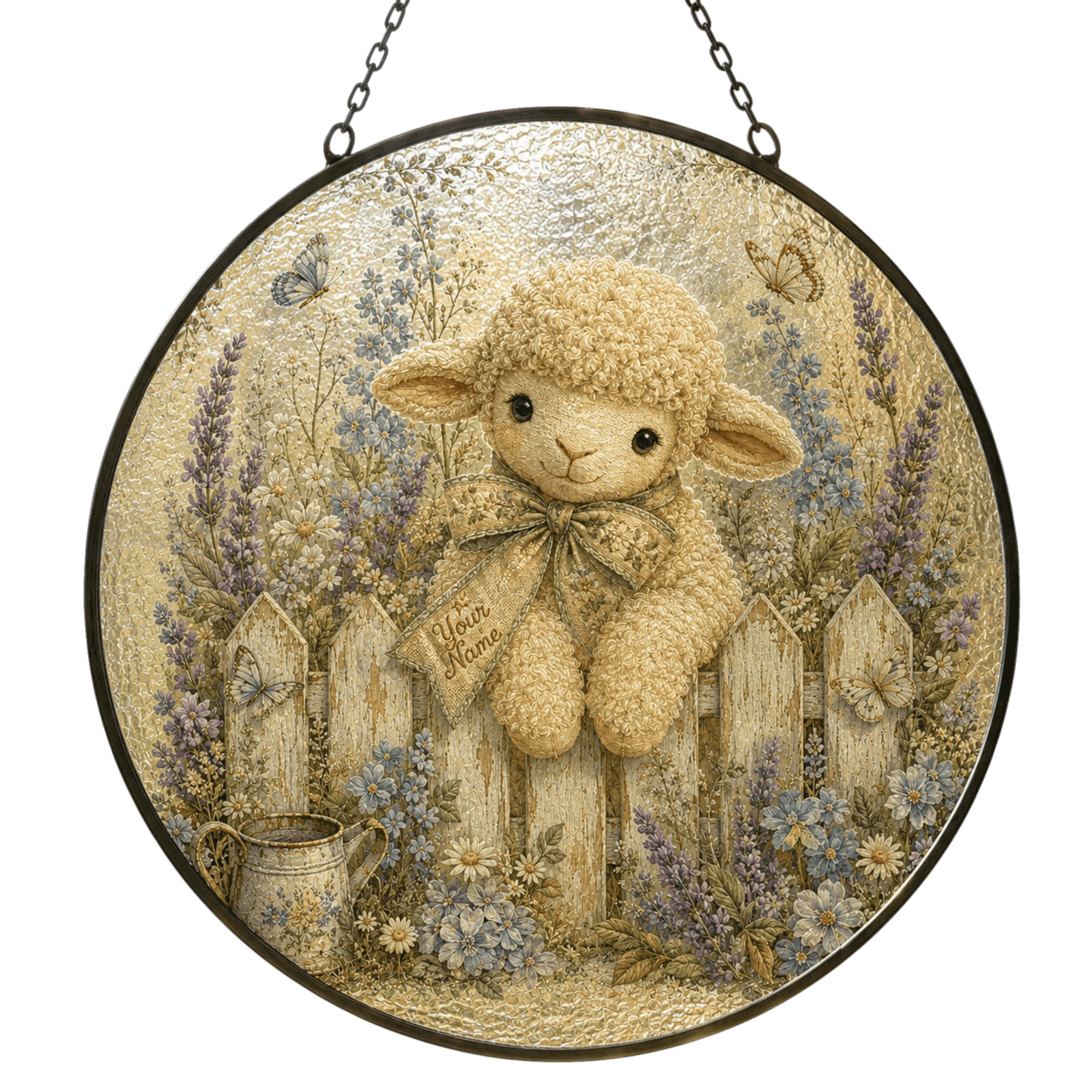 Lotusprint LLC 2D Print Lamb Floral Custom Shape Window Hanging ...