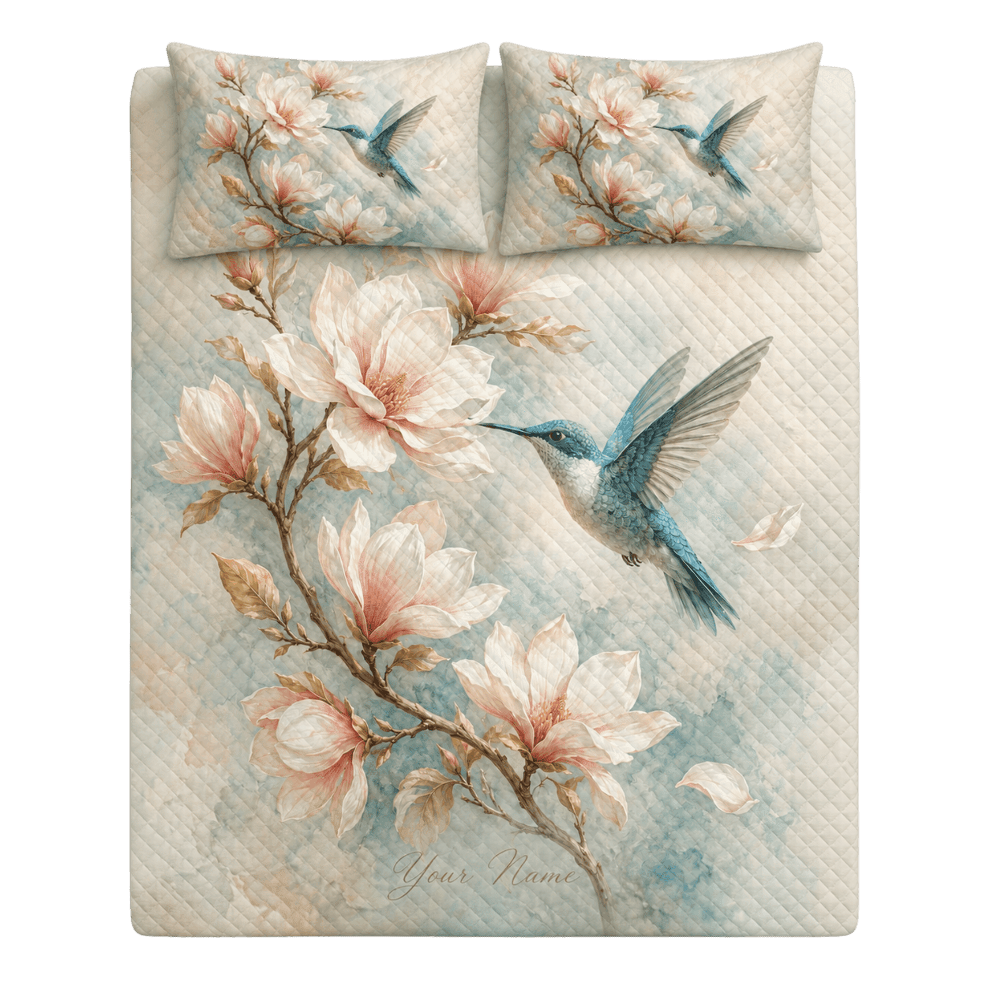 Lotusprint LLC 2D Print Magnolia Hummingbird Quilt Bedding Set 60x70 ...