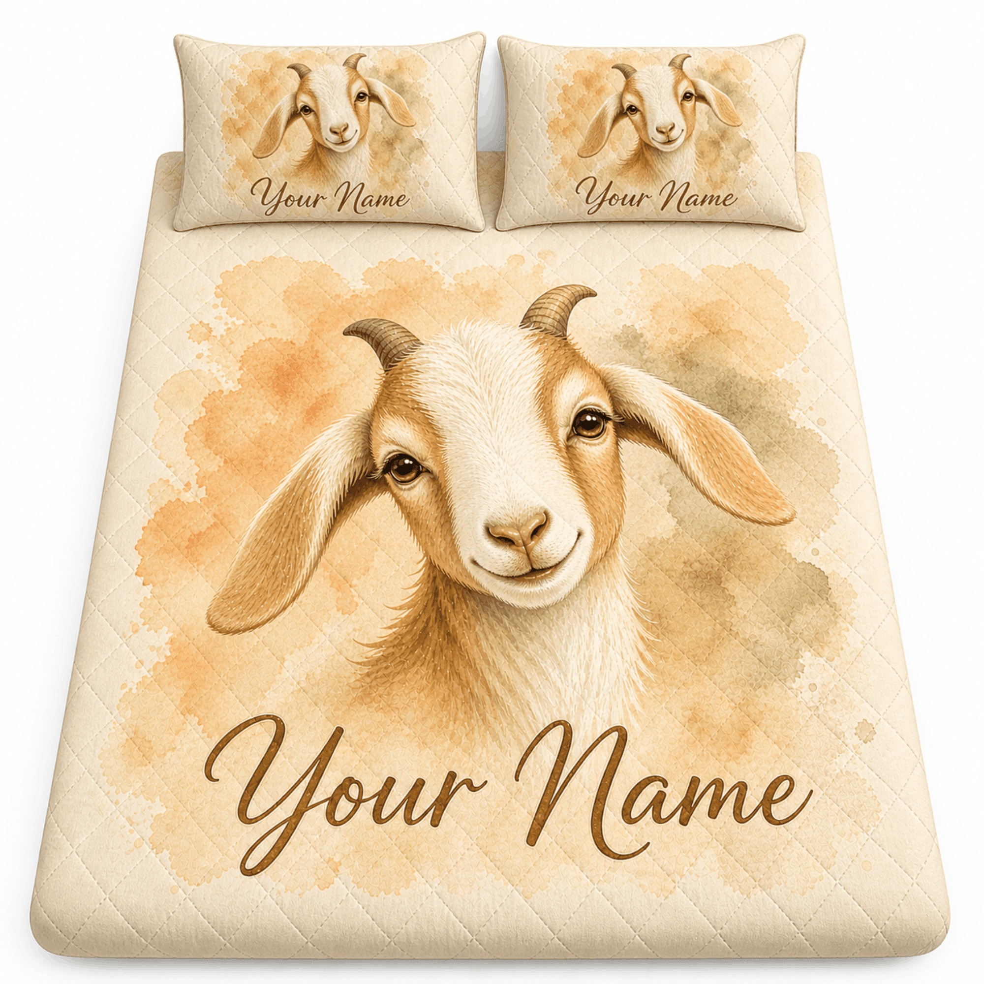 Lotusprint LLC 2D Print Personalized Goat Quilt Bedding Set 80x90 ...