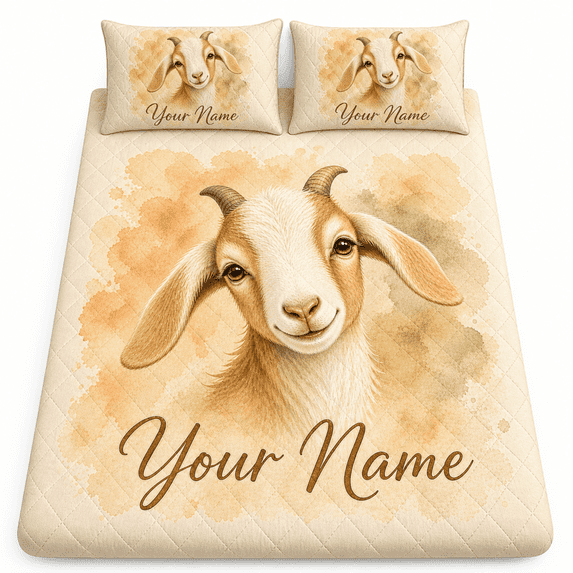 Lotusprint LLC 2D Print Personalized Goat Quilt Bedding Set 80x90 ...