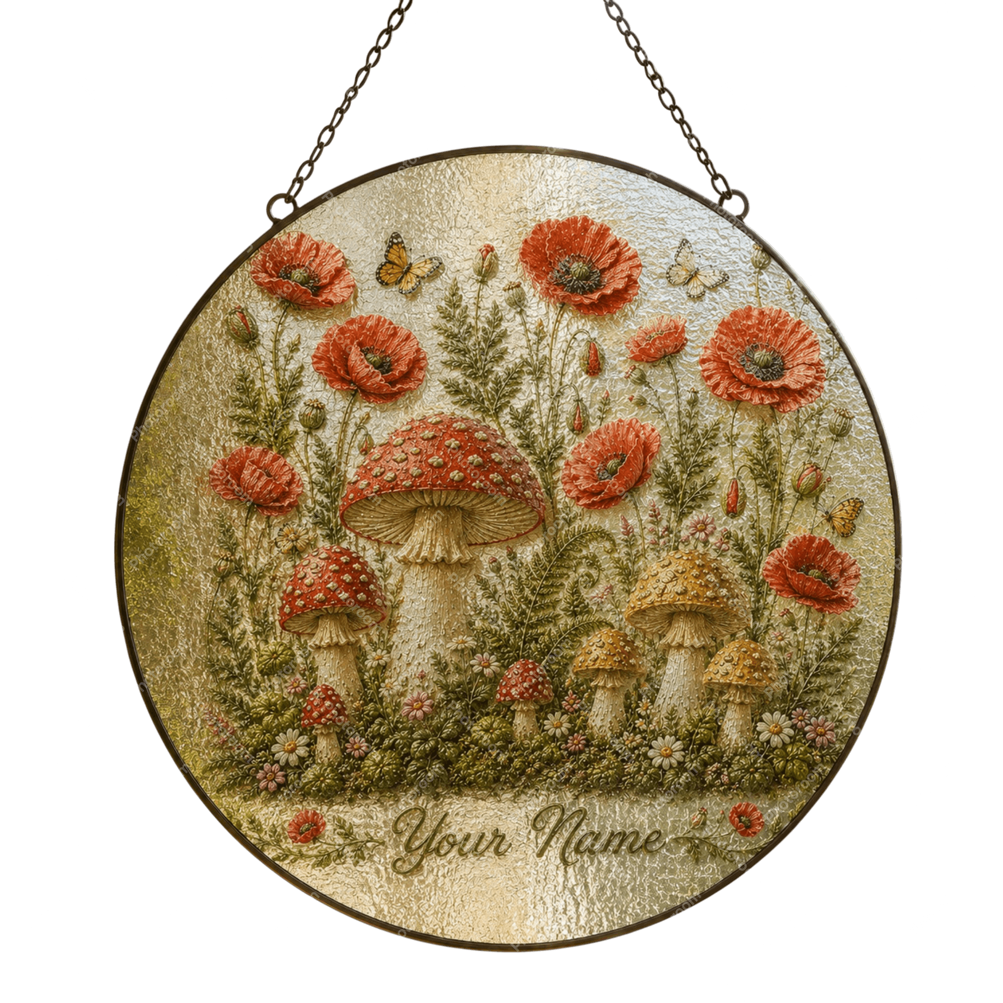 Lotusprint LLC 2D Print Personalized Mushroom Poppy Custom Shape Window ...
