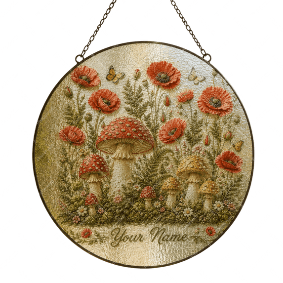Lotusprint LLC 2D Print Personalized Mushroom Poppy Custom Shape Window ...