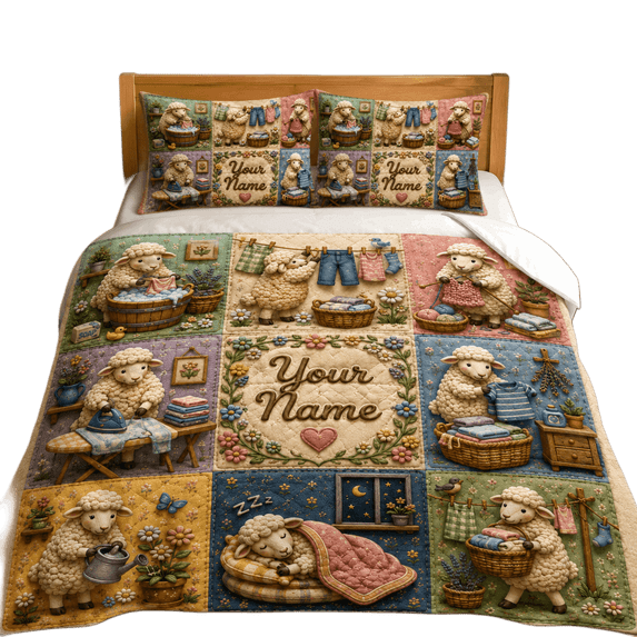 Lotusprint LLC 2D Print Personalized Sheep Laundry Patchwork Bedding ...