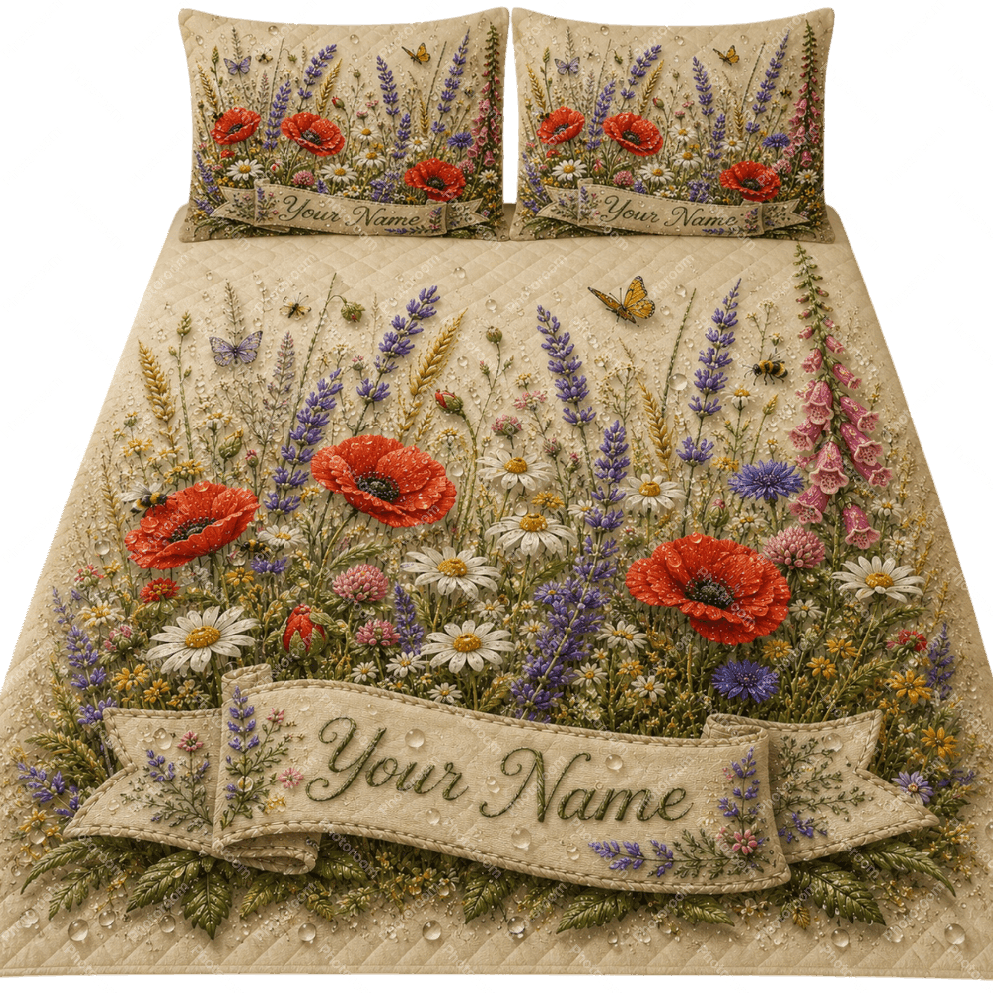 Lotusprint LLC 2D Print Wildflower Meadow Quilt Bedding Set 70x80 ...