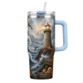 Lotusprint LLC Ocean Lighthouse Tumbler 40oz With Handle Flat 2D Print ...