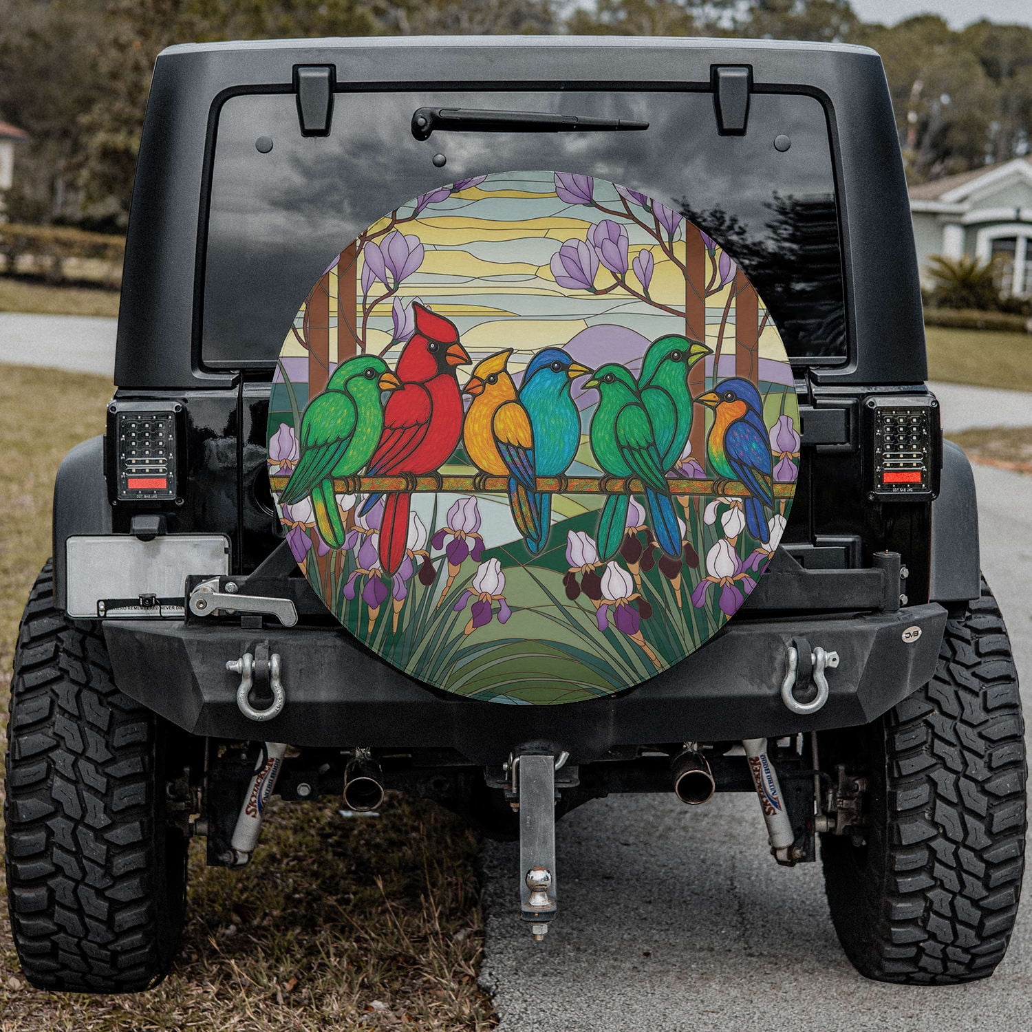 Lotusprinthandmade 3D Birds Spare Tire Cover With Backup Camera Hole 6 ...