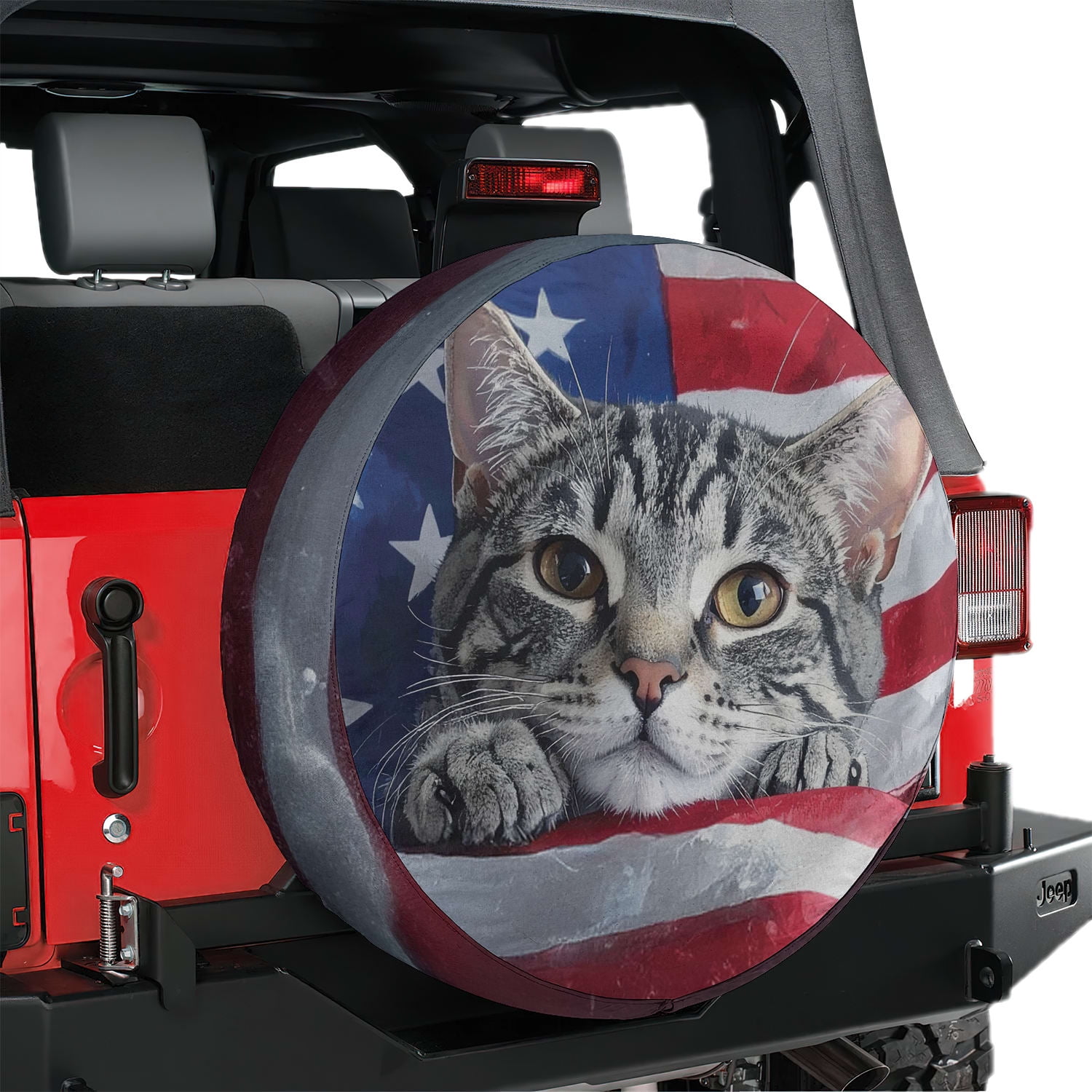 Lotusprinthandmade 3D Cat America Flag Spare Tire Cover Without Backup ...
