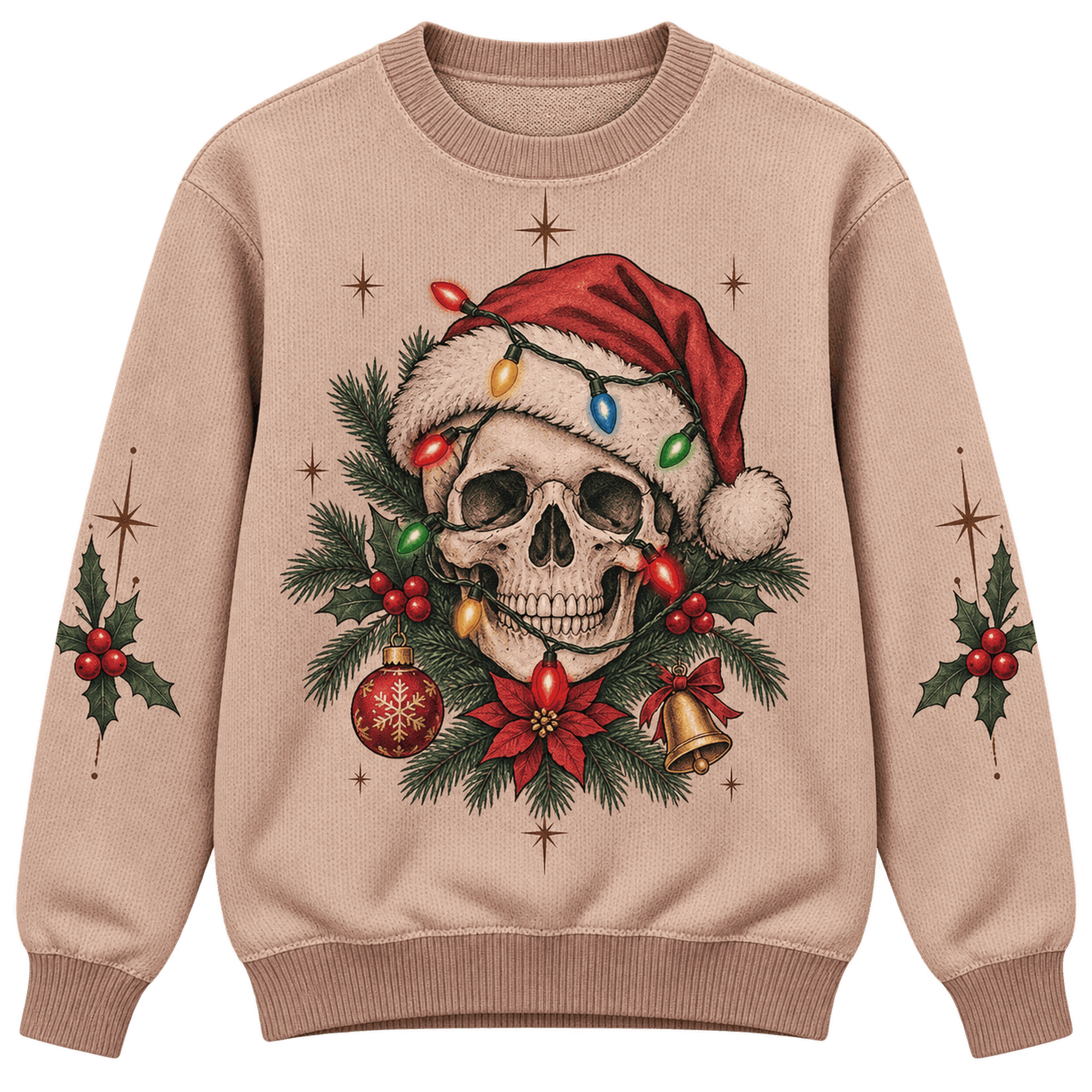 Lotusprinthandmade 3D Effect 2D Printed Christmas Skull Knitted Sweater ...