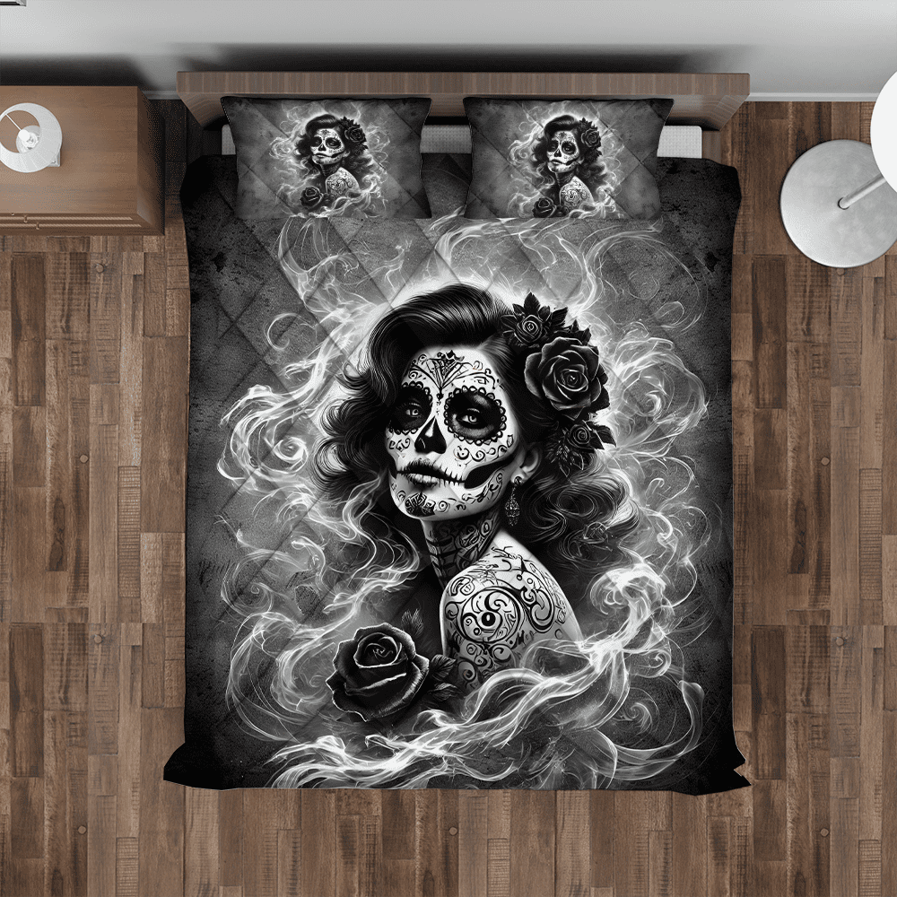 Lotusprinthandmade 3D Horror Gothic Skeleton Skull Couple Quilt Bedding ...