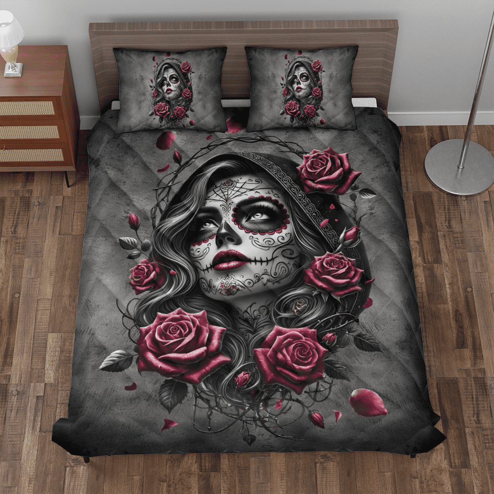 Lotusprinthandmade 3D Horror Gothic Skeleton Skull Couple Quilt Bedding ...